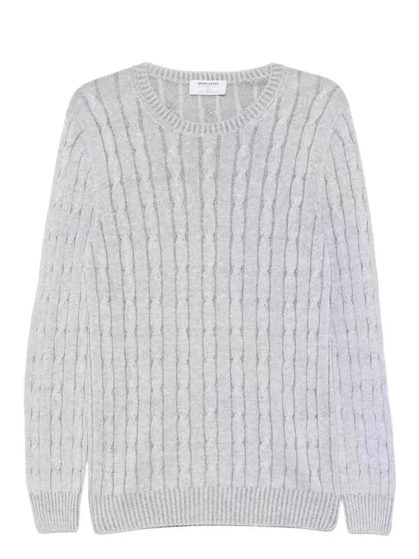 GRAN SASSO Cable-knit Crew-neck Sweater - Grey