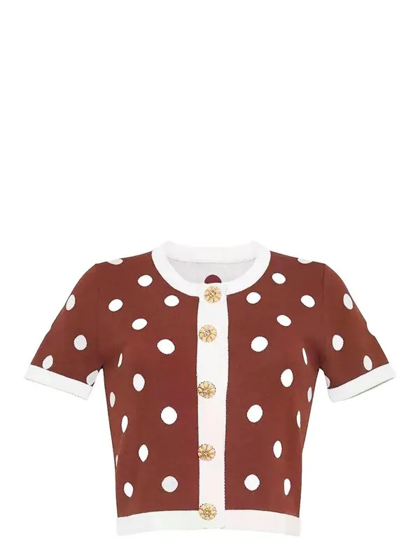 Cara Cara Polka-dot Buttoned Cardigan - Brown