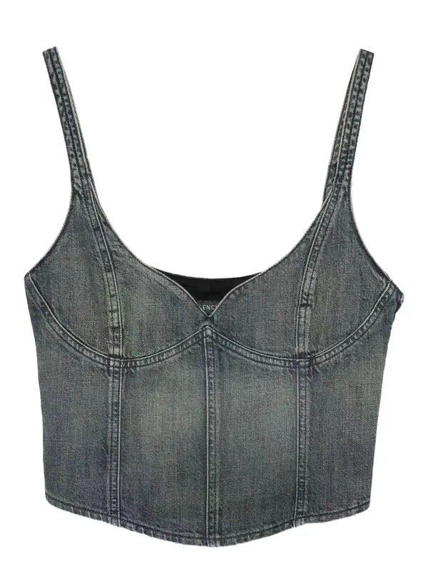 Balenciaga Denim Bustier Top - Blue