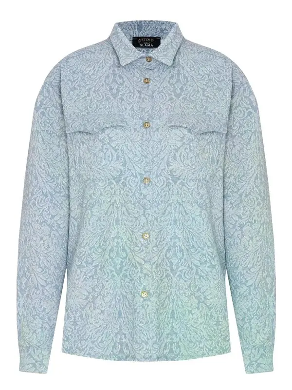 AMIR SLAMA X Astrid Floral-jacquard Shirt - Blue