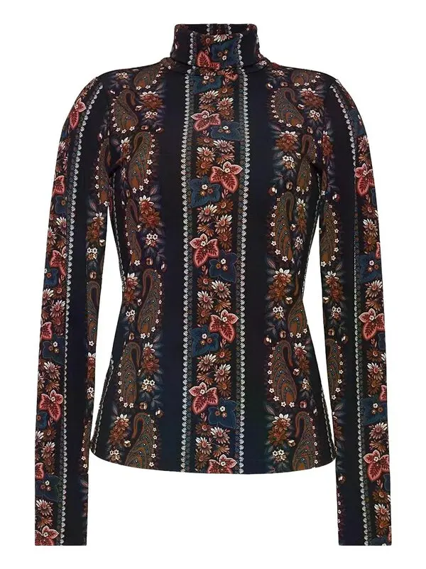 Cara Cara Paisley-print Mock-neck Top - Black