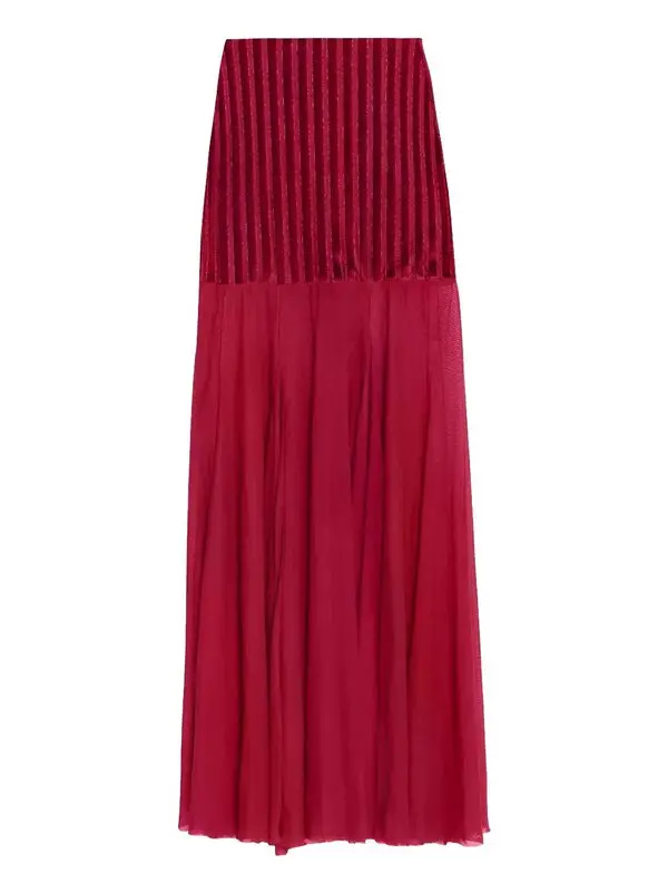 AMIR SLAMA X Astrid Stripe-panel Maxi Skirt - Red