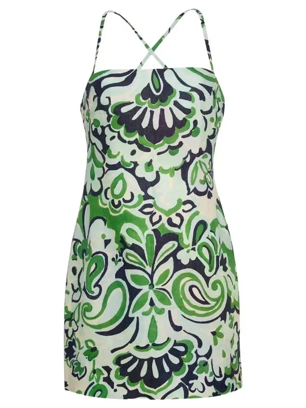 Cara Cara Geometric-print Mini Dress - Green