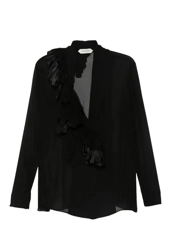 Alberta Ferretti Ruffled Long-sleeve Blouse - Black