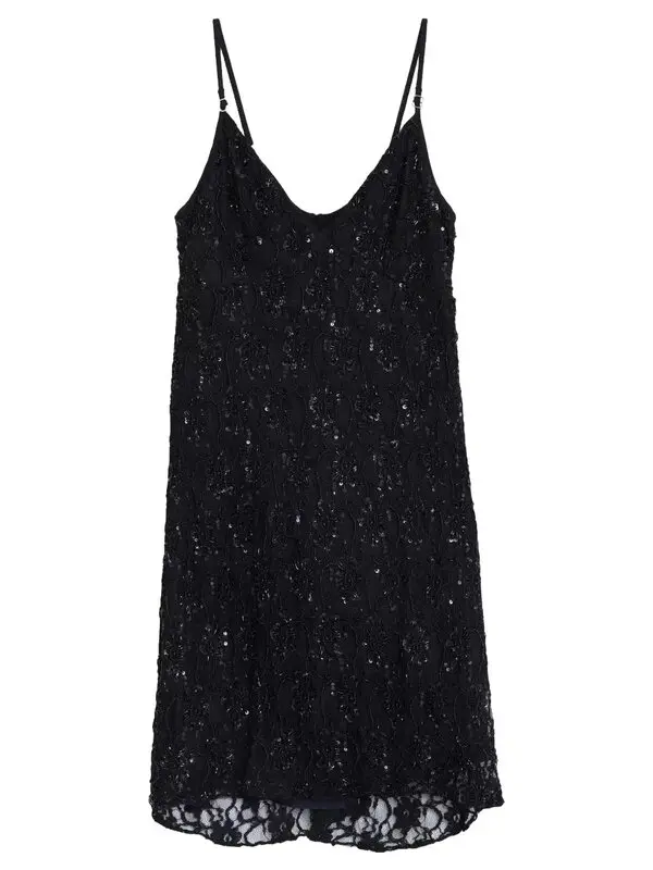 AMIR SLAMA Sequin-embellished Mini Dress - Black