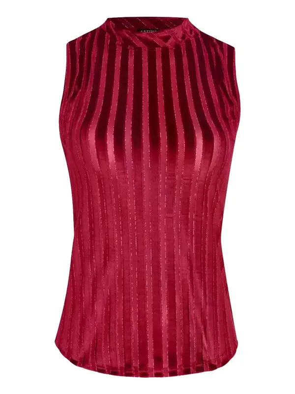 AMIR SLAMA Striped Mock-neck Top - Red