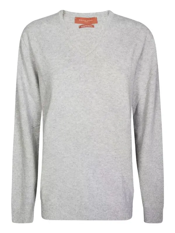 DANIELE FIESOLI V-neck Fine Knit Sweater - Grey