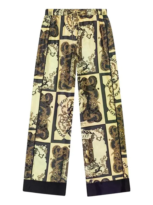 GANNI Printed Trousers - Gold