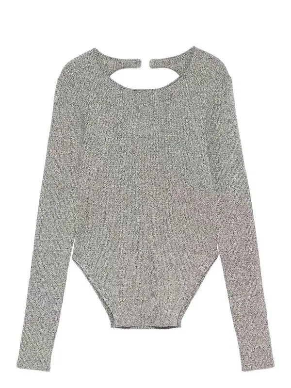 Patrizia Pepe Cut-out Knitted Bodysuit - Silver
