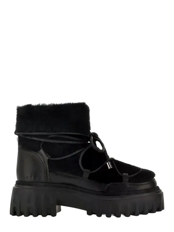 Hogan Fur-trimmed Boots - Black