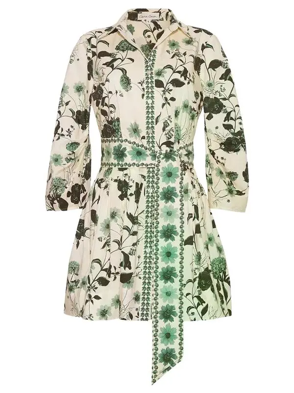 Cara Cara Floral-print Belted Mini Day Dress - White