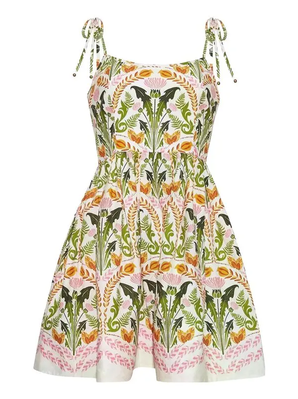 Cara Cara Floral-print Tie-strap Dress - White