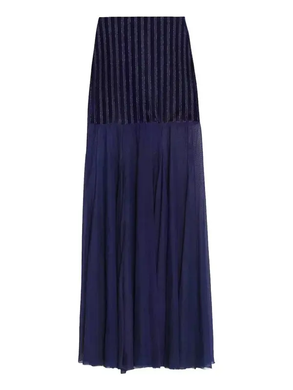 AMIR SLAMA Striped-panel Maxi Skirt - Blue
