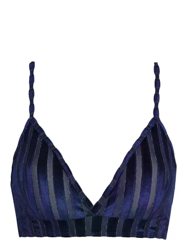 AMIR SLAMA Striped Crop Top - Blue