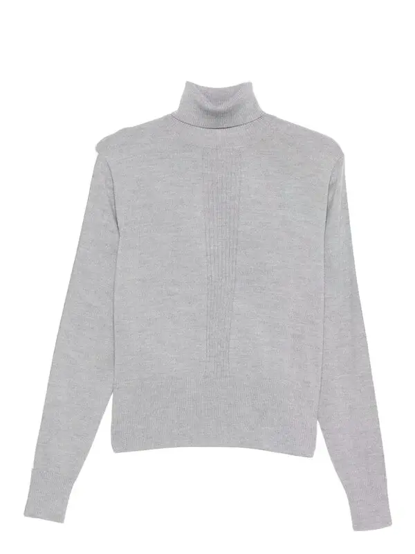 Patrizia Pepe Roll-neck Ribbed Sweater - Grey