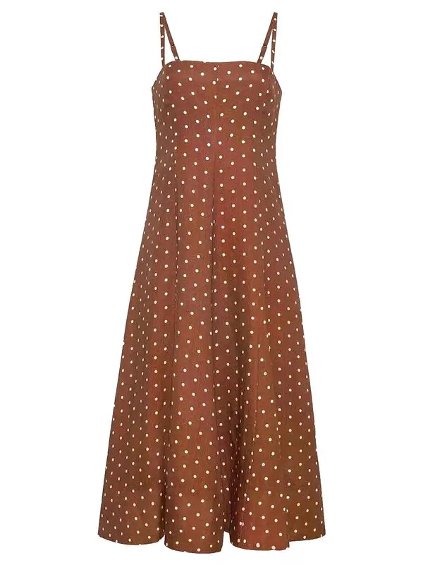 Cara Cara Polka-dot Midi Dress - Brown