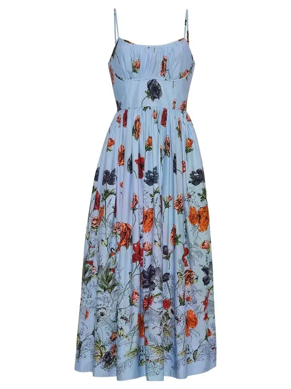 Cara Cara Floral-print Midi A-line Dress - Blue