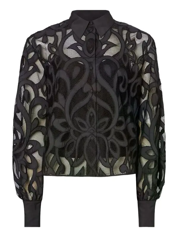 TEMPERLEY LONDON Lois Embroidered Balloon-sleeve Shirt - Black