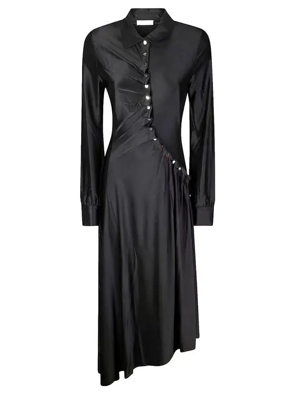 Rabanne Draped Long-sleeve Dress - Black