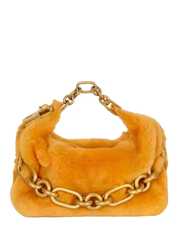 Balmain Mini Shearling Chain Tote - Orange