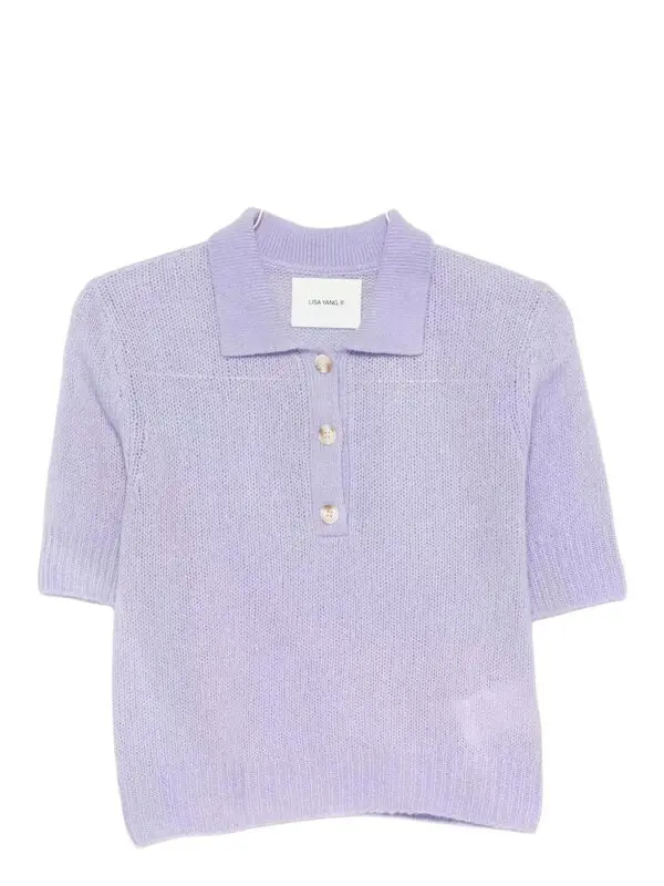 LISA YANG Masy Buttoned Polo Top - Purple