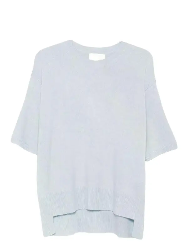 LISA YANG Cashmere Short Sleeve Top - Blue