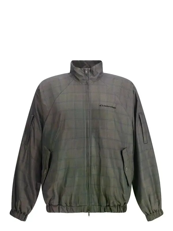 Balenciaga Checked Zip-up Jacket - Grey