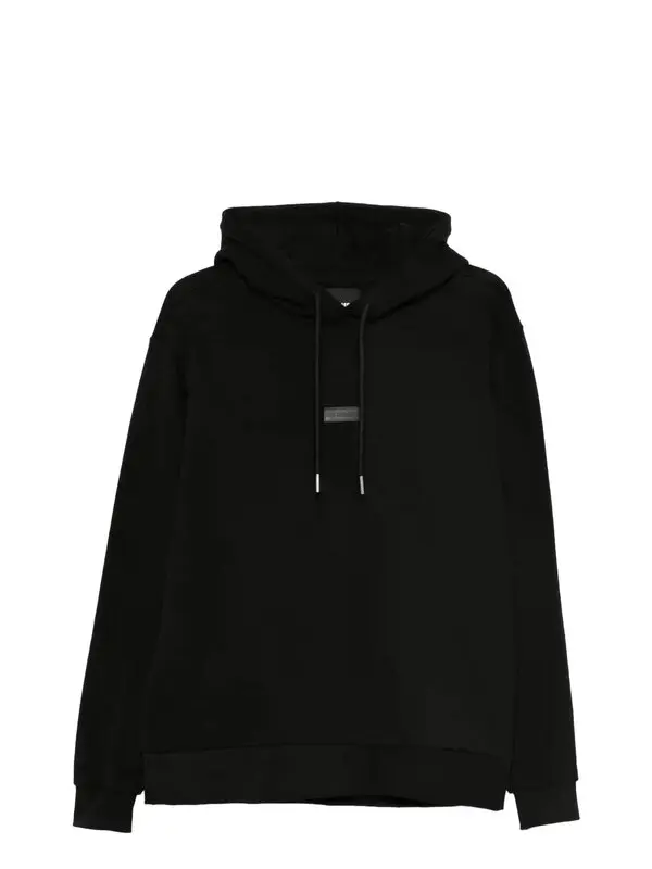 LES HOMMES Logo-patch Hoodie - Black