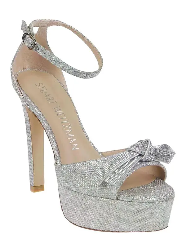 STUART WEITZMAN 145mm Bow-embellished Platform Sandals - Silver