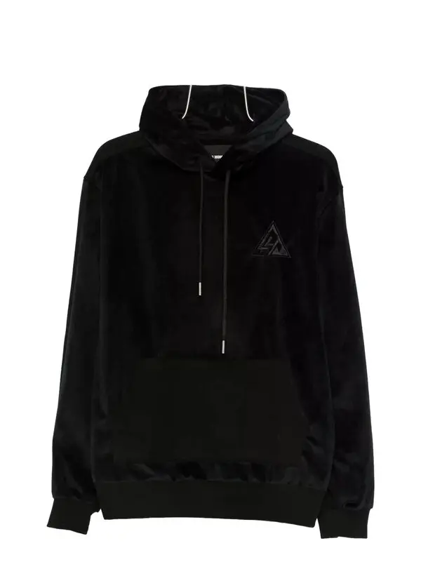 LES HOMMES Logo-embroidered Hoodie - Black