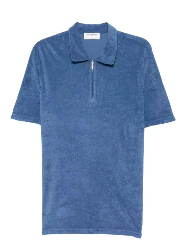 GRAN SASSO Zip-front Polo Shirt - Blue