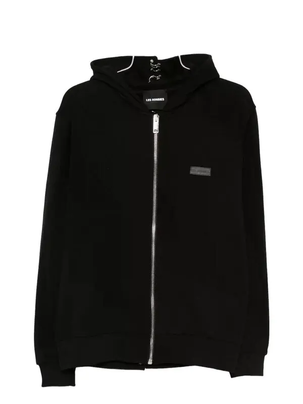 LES HOMMES Zip-up Hoodie - Black
