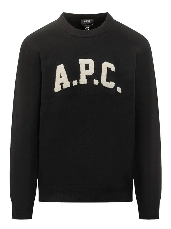A.p.c. Sweater With Embroidered Logo - Black