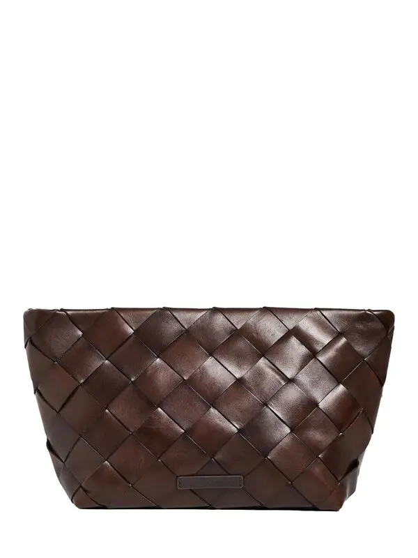 LOEFFLER RANDALL Woven Buffalo Clutch - Chocolate