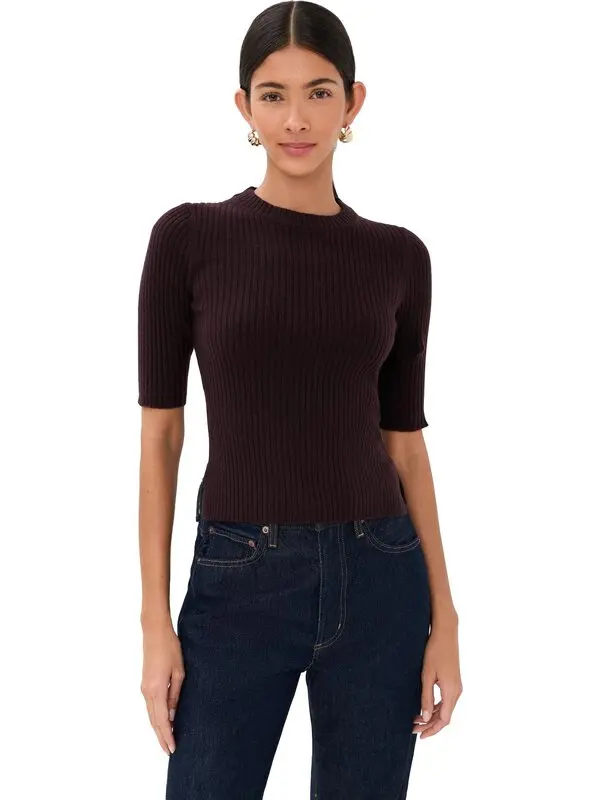 Veronica Beard Emil Cashmere Pullover - Dark Currant