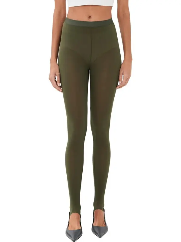 Wardrobe.NYC Sheer Stirrup Leggings - Military
