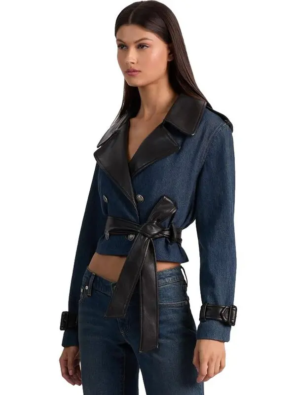 Alice + Olivia Keith Cropped Trench - Denim