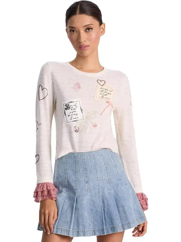 Alice + Olivia Carolann Embroidered Pullover - Floral / Multicolor