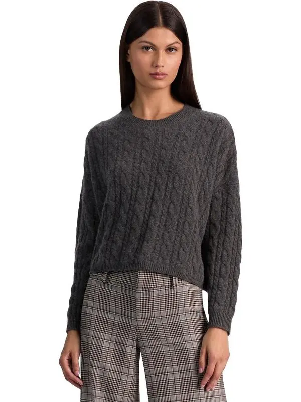 Alice + Olivia Cecilie Cashmere Cableknit Pullover - Gray