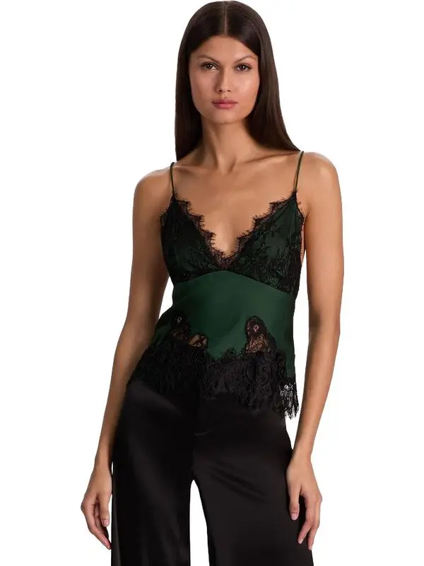 Alice + Olivia Claudia Lace Slip Top - Green