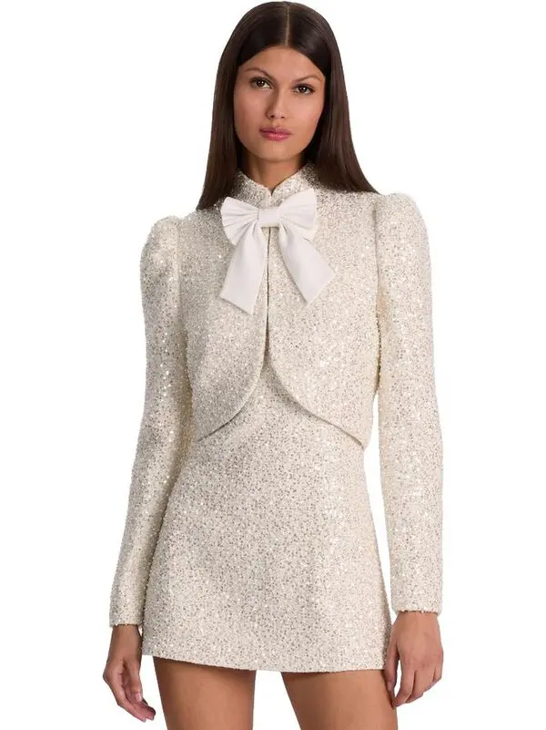 Alice + Olivia Embellished Tweed Jacket - White