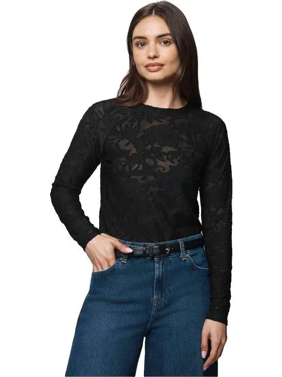Splendid Cecelia Floral Long Sleeve Tee - Black