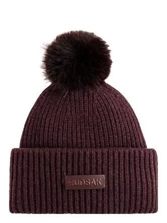 Rudsak Cashmere Blend Tuque With Faux Fur Pom Pom - Natural