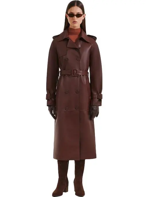 Rudsak Cassie L-b Long Trench Coat - Orange / Red