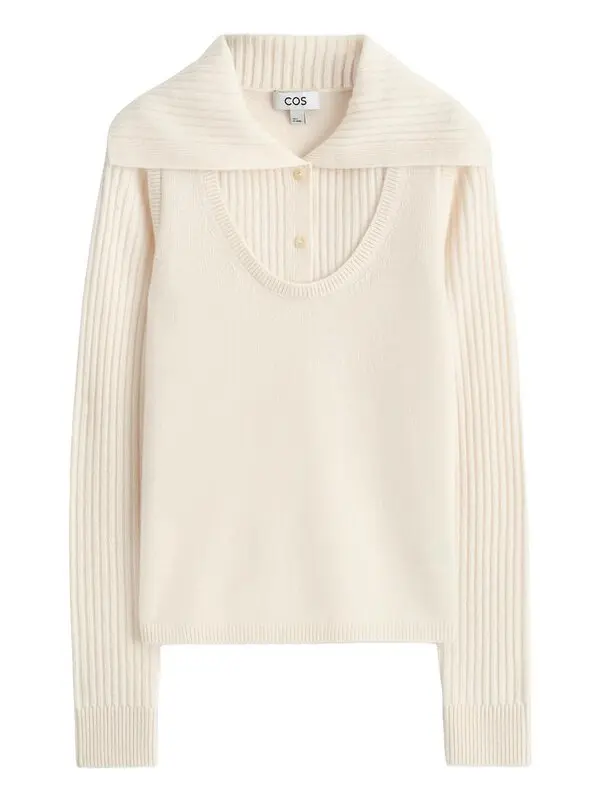 Cos Layered Merino Wool Sweater - White