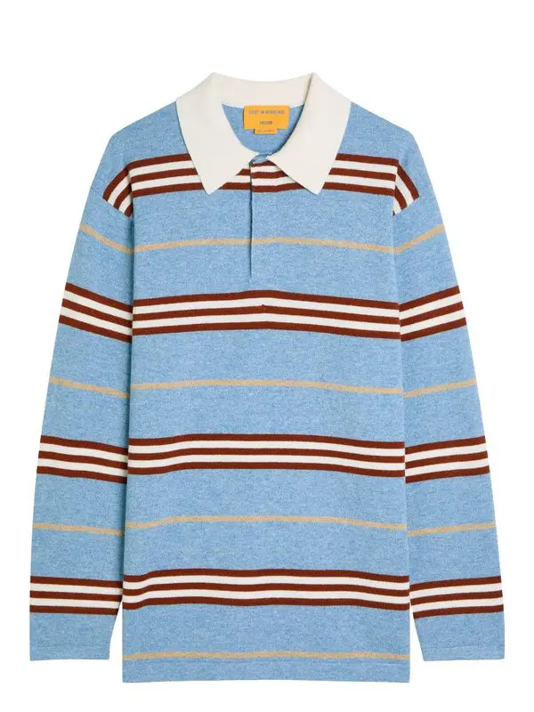 Guest In Residence Striped Cashmere Polo Jumper - Suntan