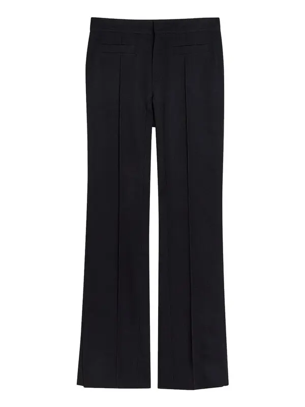 Chloé Pintuck Flared-leg Wool Trousers - Navy