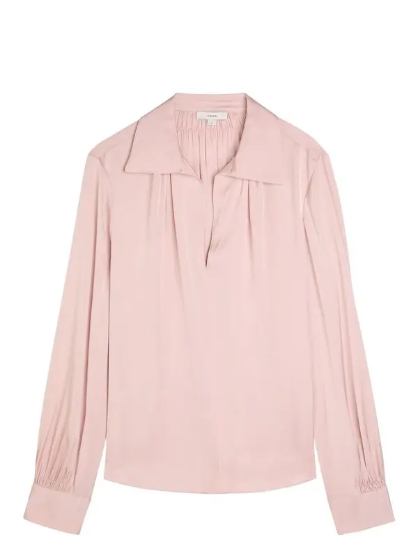 Vince Gathered Silk-blend Blouse - Pink