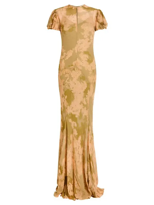 DE LA VALI Sumatra Floral Print Chiffon Maxi Dress - Green
