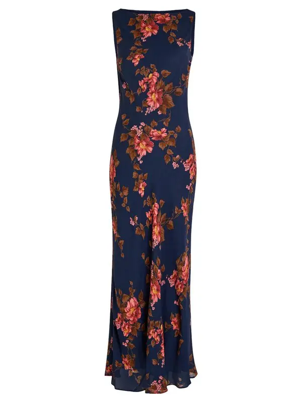 REFORMATION Floral Print Chiffon Maxi Dress - Black